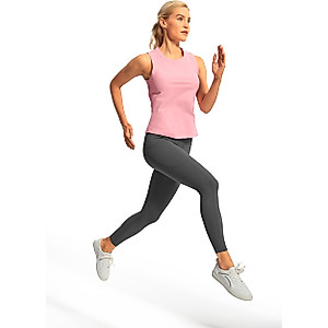 Hiverlay Workout Tank Tops for Women Sleeveless Athletic Cropped Tank Top Sports Gym Muscle Running Shirts Pink L