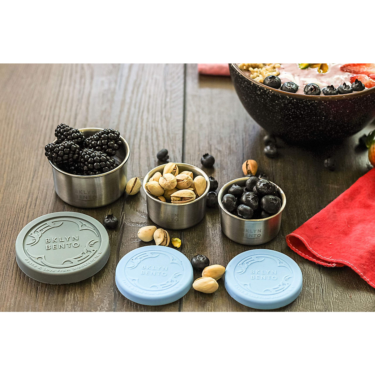 SMALL Condiment Size Leak Proof Stainless Steel Food Container | Great For Portion Control Snacks & Salad Dressing | Goes With Bento Box & Lunch Box | Dipping Container With Silicone Lids [3 PCS Set]