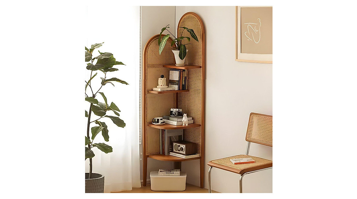 CraftThink 4-Tier Cherry Corner Shelf - Space-Saving Storage