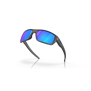 Oakley Men's Oo9367 Drop Point Rectangular Sunglasses, Matte Dark Grey/Prizm Sapphire Iridium Polarized, 61 mm