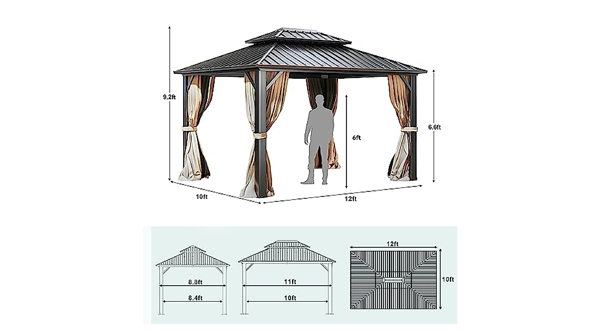 YITAHOME 10x10ft 2-Tier Garden Gazebo - Durable & Spacious