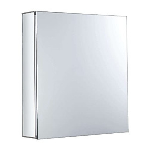 Bathroom Medicine Cabinet, Aluminum, Recessed/Surface Mount, 24" x 24", Right/Left Hinged, Mirrored Interior