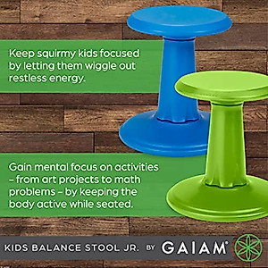 Gaiam Kids Wobble Stool Desk Chair - Alternative Flexible Seating Balance Wiggle Chair | ADHD Sensory Fidget Core Rocker Child Seat Elementary School Classroom Furniture for Student, Toddler, Ages 5-8