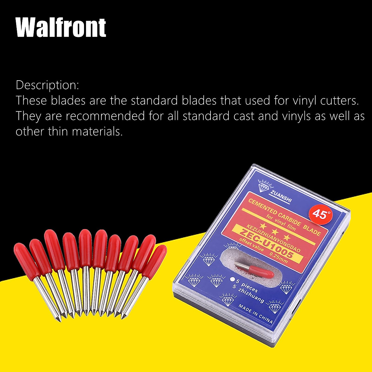 10Pcs Cutting Knife 30/45/60 Degree Plotter Cutter Blades Cemented Carbide GCC Cutter Cutting Plotter Blade Replacement Cutter Blades (45°)