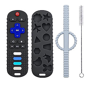 2-Pcs Silicone Baby Teething Toys, Silicone Reomte Teethers for Babies, Remote Control Shape Teething Toys, Chew Toys for Boys and Girls Soft Teething Remote
