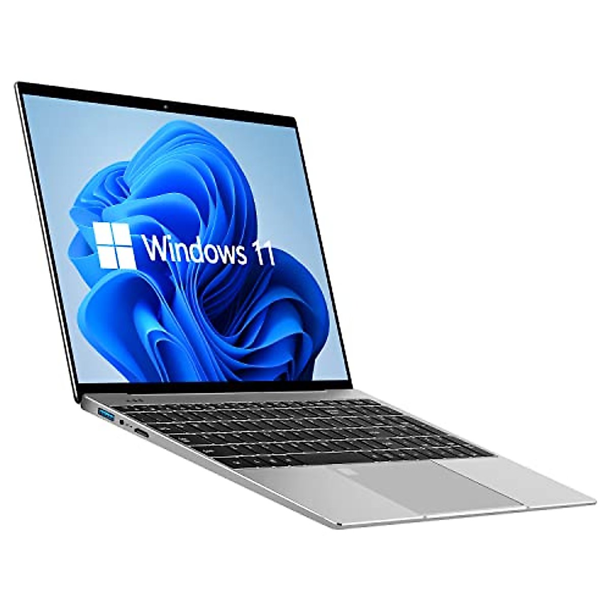VGKE C15 Windows 11 Laptop 15.6" FHD, Full Size Backlit Keyboard with Fingerprint Reader, Intel Celeron N5095 Processor Quad-Core, 12GB RAM DDR4, 256GB SSD(Silver)