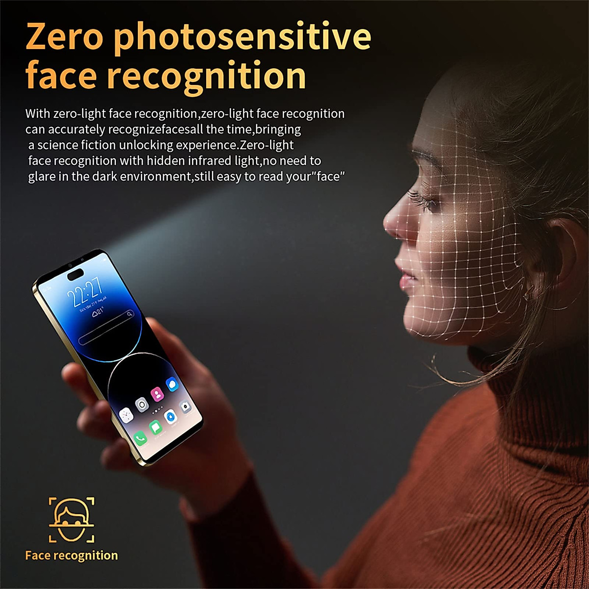 Tangxi I14 ProMax Cell Phone,Unlocked Android11 Smartphone,4GB 64GB,16MP Camera,10 Cores Processor,Face Recognition,BT,FM,GPS,7000mAh,Black