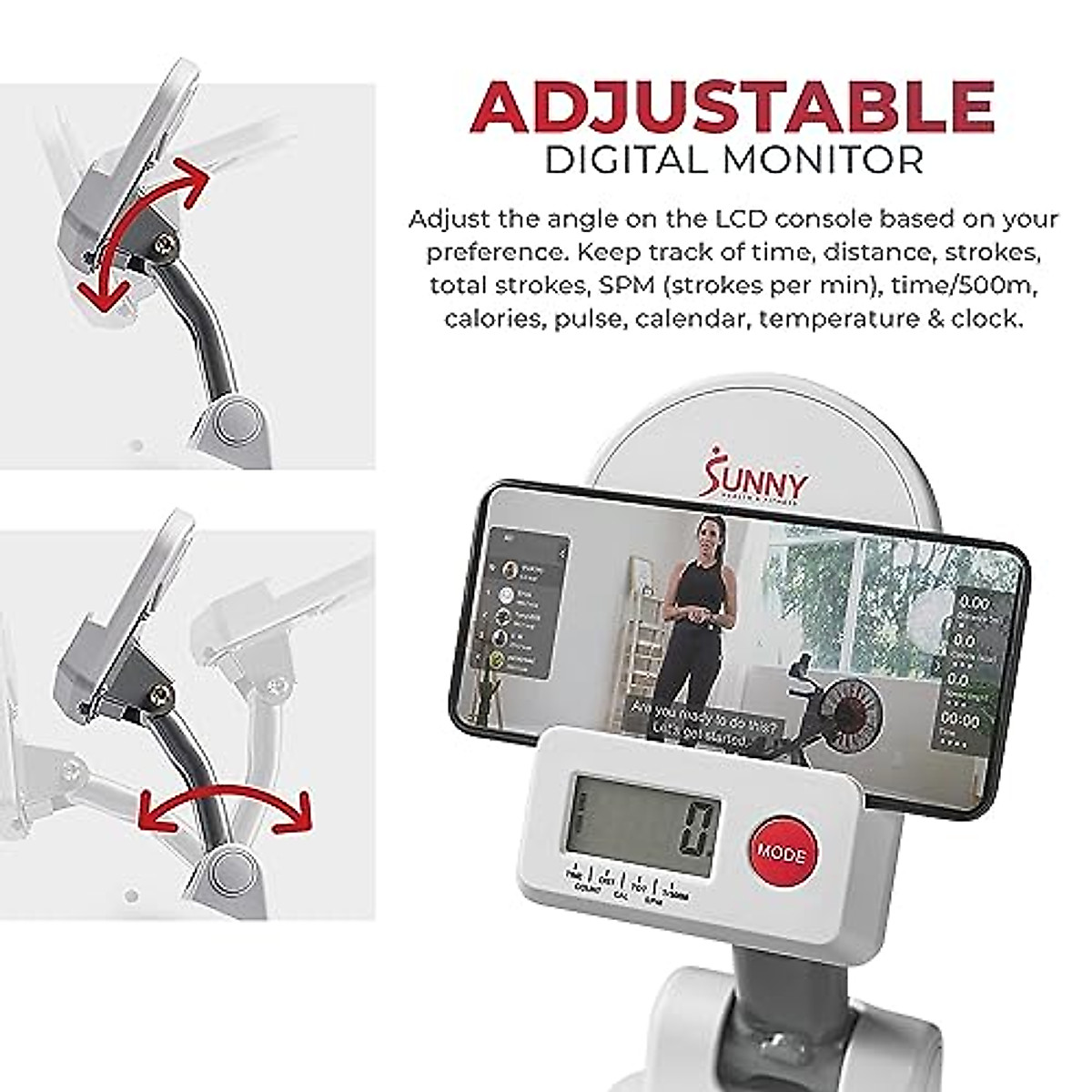 Sunny Health & Fitness Smart Compact Magnetic Rowing Machine with Exclusive SunnyFit® App Enhanced Bluetooth Connectivity – SF-RW521020