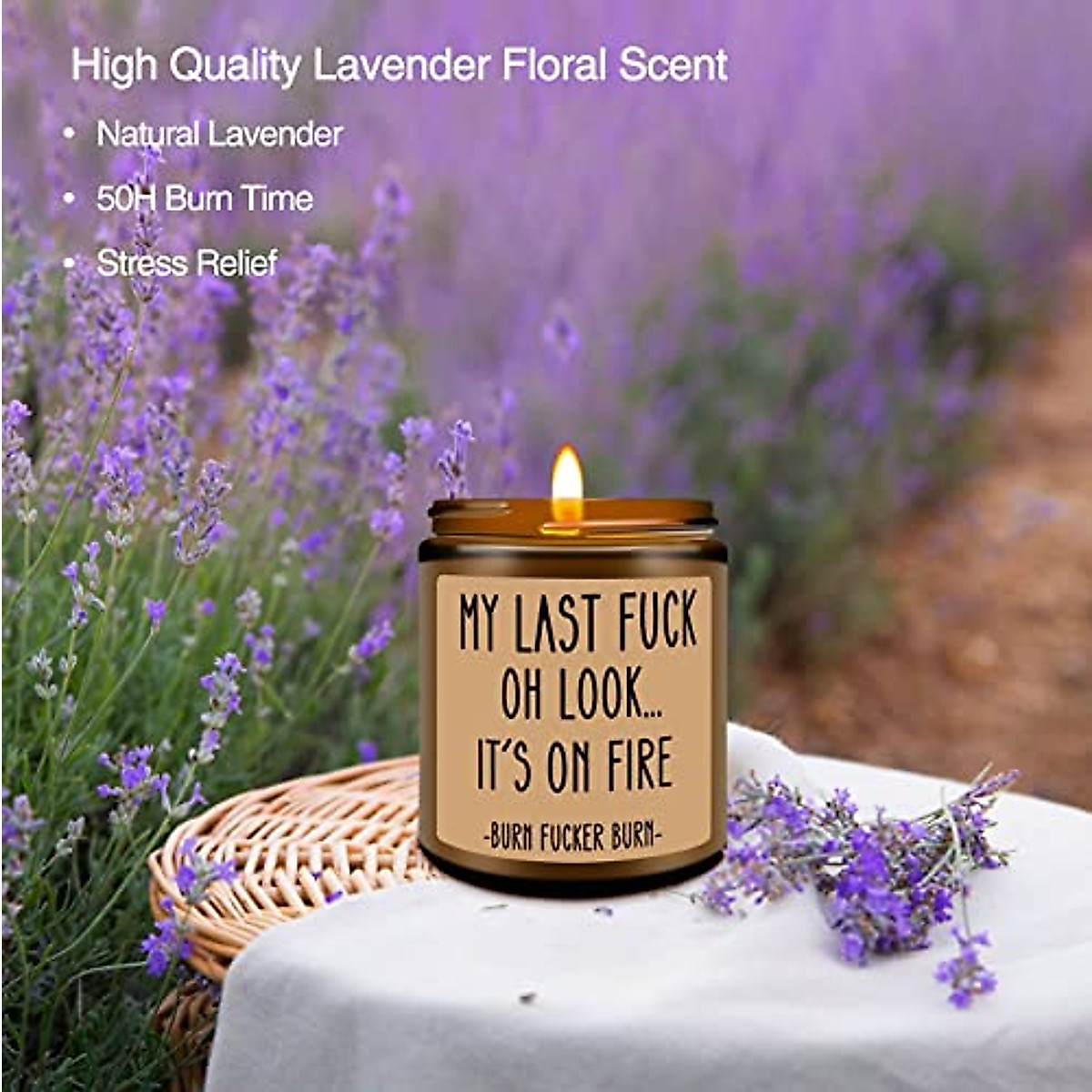 Scented Candles Gifts for Women, Lavender Scented Aromatherapy Candle for Women, Soy Wax Amber Jar Scented Candle, Great Birthday, Housewarming, Encouragement, Congratulation Gift for Female Friend
