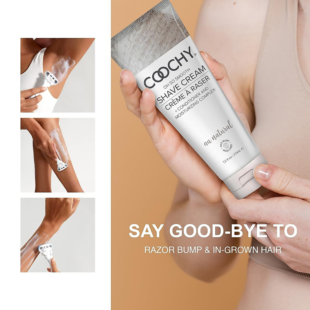 Coochy Intimate Shaving Cream | Shave Conditioner & Moisturizer for Face & Body | Ideal for Sensitive Skin Care, Anti-Bump | Au Natural, 7.2 oz