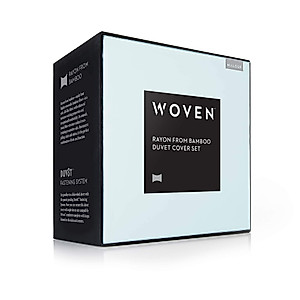 MALOUF 100% Rayon from Bamboo Set-Best Fitting Duvet Cover-8 Corner and Side Loops-Oversized Queen-Rain