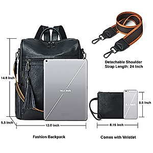 tiamyi Backpack Purse for Women Fashion Convertible Shoulder Bags Casual College Anti-Theft Daypack Wristlet with Tassel