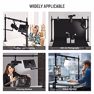 NEEWER Overhead Camera Mount Rig with Dual Ballhead Super Clamp/Phone Holder for Desktop Top Down Shots, Metal Multi Device Mount Platform for Photography Lighting, Max Load 26.5lb/12kg, NK002