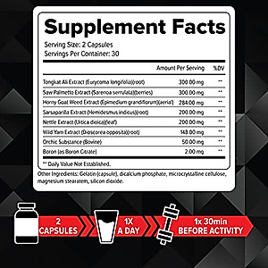 Performance Booster for Men - Enhance Energy, Endurance, Stamina, Strength, Drive & Muscle Growth - Natural Male Enhancing Supplement with Tongkat Ali, Horny Goat Weed & Saw Palmetto - 60 Capsules