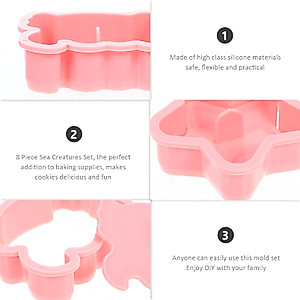 Hemoton 32 Pcs Animal Cookie Cutters Stamped Cookie Mold Silicone Baking Mold Cake Mold Kids Stampers Blank Wooden Craft Plaques Candy Gummy Dolphin 3d Pink Biscuit