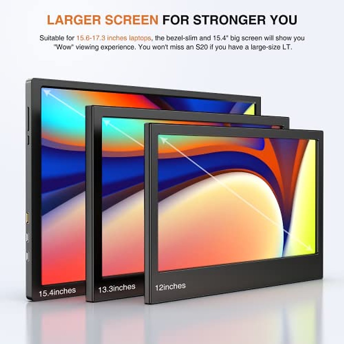 LIMINK 15.4" Portable Triple Monitor for 15.6-18.5” Notebooks | 1080P IPS Double Freestanding Narrow-Bezel Laptop Screen Extender | Compatible with MacOS & Windows | Powered by USB-C & HDMI