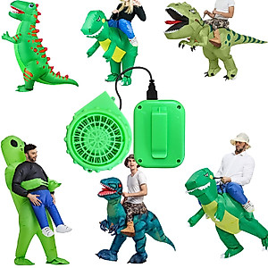 Wittocs Costume Fan Green Mini Blower Fan for Dinosaur Inflatable Costume Blow up Costumes Fan Halloween Christmas Cosplay Inflatable St Patricks Day Costume Clothing Suits