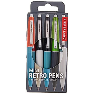 Kikkerland Mini Retro Pens, Set of 5 (4329S)