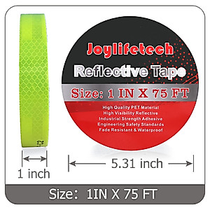 Yellow Reflective Tape 1 Inch X 75 Feet Outdoor Waterproof Adhesive Reflective Stickers High Visibility Reflector Tape Conspicuity Safety Tape for Cars Clothing Bikes Motorcycle Mailbox (Green)