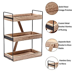 3 Tier Bathroom Organizer Countertop, Vanity Stand Shelf Skincare Organizers Counter Tiered Tray ,Sink Organization Kitchen Spice Wood Rack