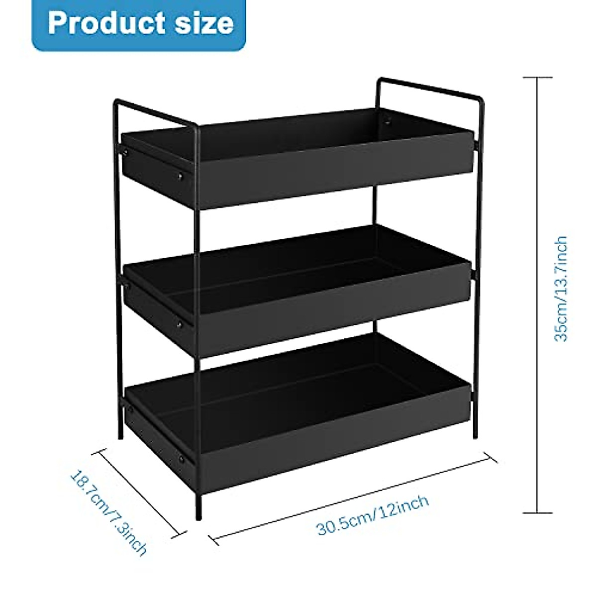 YIKEDZSW 3 Tier Bathroom Countertop Organizer, Black Bathroom Counter Organizer Storage, Counter Standing Rack Cosmetic Organizer Holder