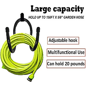 Wall-Mounted Black Hose Bracket Hose Hanger, Car Hose Holder, Carrier, Support for Garden Hose Hanger, Hose Holder Easily Holds 150 5/8’’ Hose - Perfect for Chain-Link Fence and Wall Mounted
