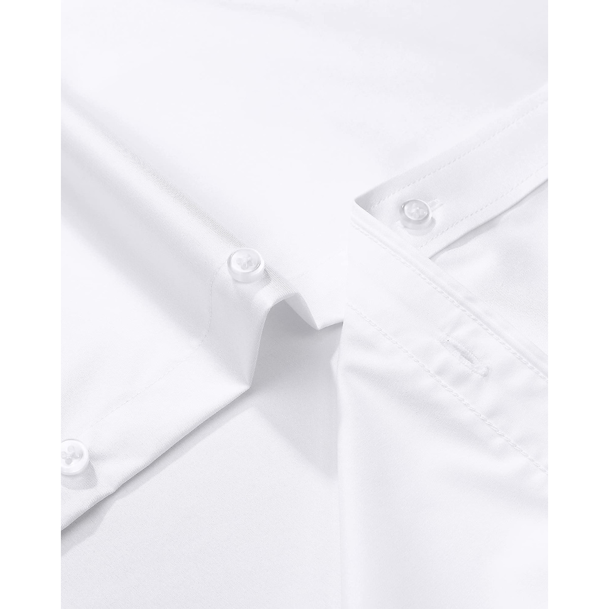 J.VER Men's Dress Shirts Solid Long Sleeve Stretch Wrinkle-Free Formal Shirt Business Casual Button Down Shirts White