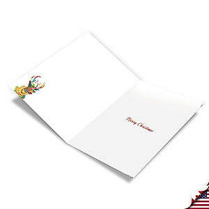 NobleWorks 12 Christmas Greeting Cards Bulk Box Set with 5 x 7 Inch Envelopes (1 Design, 12 Each) Fancy Reindeer - Scarf C6751BXSG-B12x1