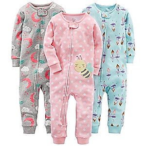 Simple Joys by Carter's Baby Boys' 3-Pack Snug Fit Footless Cotton Pajamas, Ballerina/Moon/Bee, 3T