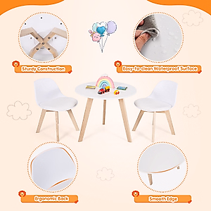 KOTEK Kids Table and Chair Set, Kids Activity Table and 2 Chair with Padded Seat for Ages 3-8, Toddler Table Set for Playroom, Kindergarten, Bedroom