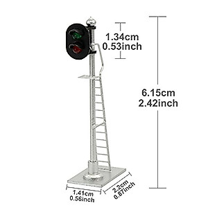 JTD873GR 3PCS Model Railroad Train Signals 2-Lights Block Signal HO Scale 12V Green-Red Traffic Lights for Train Layout New