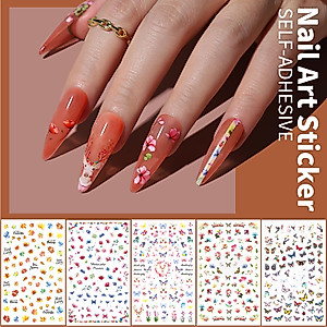 FANDAMEI Nail Art Brushes Set, Nail Art Kit, Nail Design Kit, Nail Art Dotting Pens, Nail Stickers, Butterfly Nail Art Sequins, Nail Foils, Nail Art Flakes Iridescent, Rhinestones For Nails