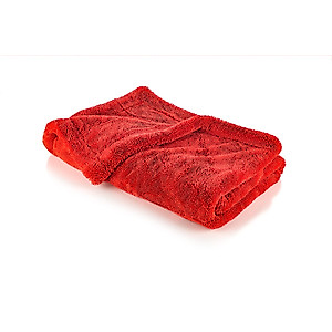 The Rag Company - The 1500 - Heavy Duty Microfiber Drying Towel; Perfect for Trucks, Commercial Vehicles, RVs, Boats, and More; Premium 70/30 Blend Twist Loop Design, 1500gsm, 30in x 30in, Red