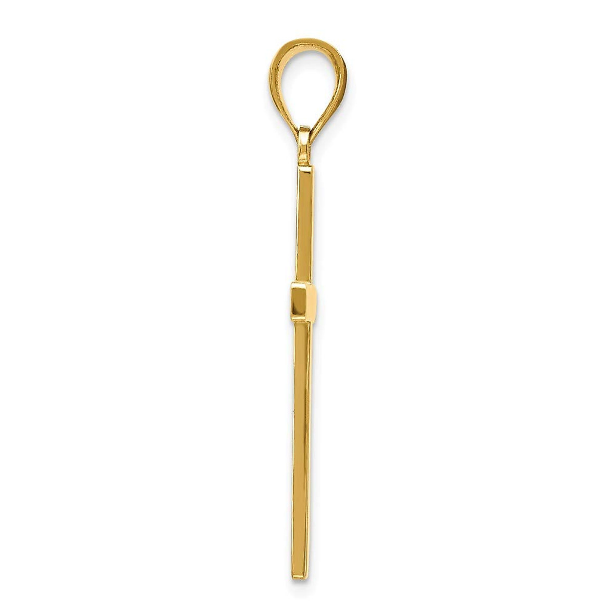 Solid 14k Yellow Gold Stick Cross Pendant Charm - 38mm x 20mm
