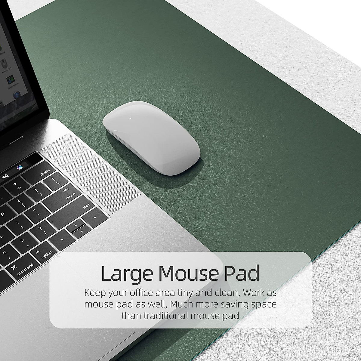 YSAGi Desk Pad, Desk Mat, Dual-Sided Desk Pad, 31.5" x 15.7" Laptop Leather Desk Pad Protector, Desk Blotter for Keyboard and Mouse, Waterproof Desk Writing Pad for Office(Dark Green+Dark Blue)