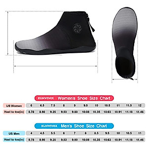 Padgene Barefoot Skin Water Shoes Socks, Men Women Quick Dry High Top Zipper Closure Water Sport Shoes, Unisex Aqua Shoes for Swim Yoga Beach Running Snorkeling Swimming Surf Scuba Diving