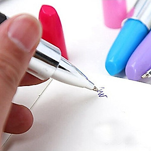 KitMax (TM) Pack of 12 Pcs 0.5 Mm Cute Cool Novelty Lipstick Shape Ballpoint Pen Office School Supplies Students Children Gift