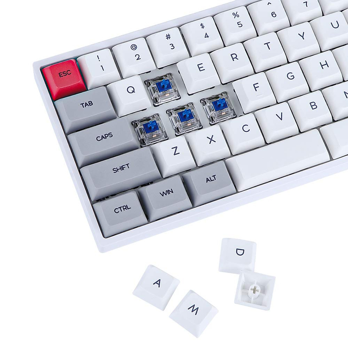 EPOMAKER SK66S 60% Keys Bluetooth 5.1 Wireless Wired Dual Mode Gateron Optical Mechanical Gaming Keyboard with RGB Backlight and PBT Heat Sublimation Keycaps (Gateron Optical Red, Grey White)