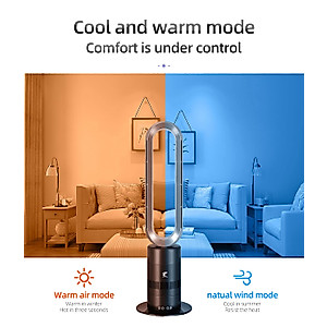 Ocean Loong AB18G Bladeless Tower Fan, 9 Speeds & 32 inchs Leafless Fan with Remote Control,Air Circulator Fan for Home Air Conditioner, Grey/Silver