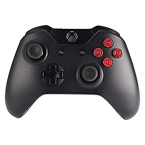 eXtremeRate Red Metal Alumium Alloy Thumbsticks Bullet ABXY Mod Buttons Replacement Parts for Xbox One Xbox One S X Controller
