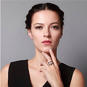 Uloveido Fashion Black Mystic Created Diamond Engagement Wedding Eangagement Promise Stackable Rings Set for Her Anniversary Size 8 Y171