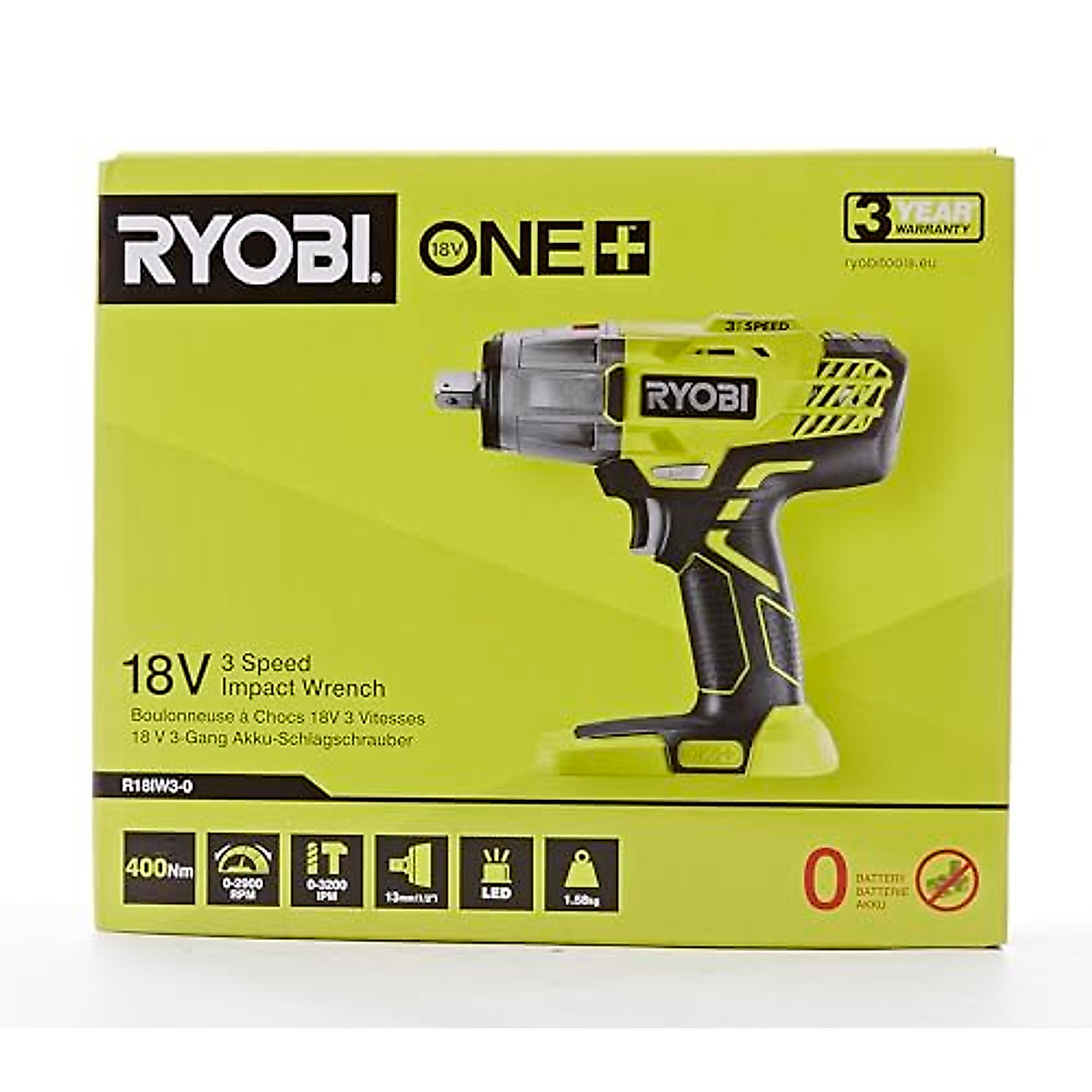 RYOBI R18IW3-0 18V ONE+ Cordless 3-Speed Impact Wrench (Body Only)