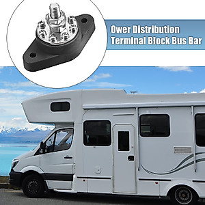 X AUTOHAUX 1 Set 3/8" Power Distribution Block 8 Point Bus Bar 16 Screws Terminal Block for Boat Car Marine Battery Junction Block Plastic Metal Black