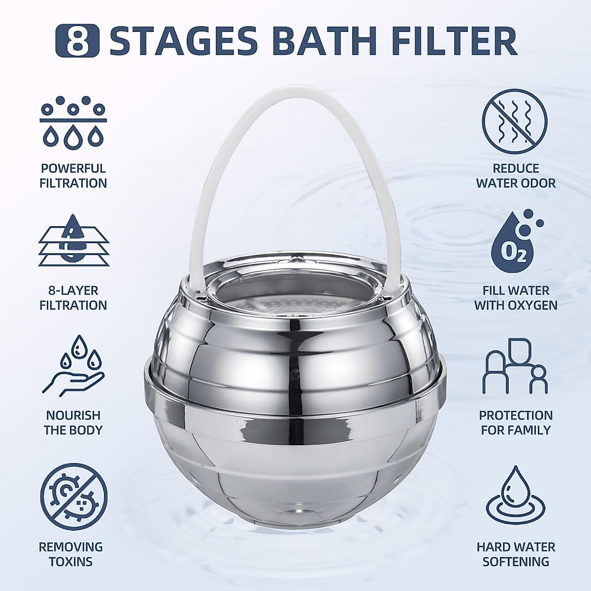 Bath Ball Filter, Bath Ball Water Filter, Bathtub Water Filter, Bath Ball Bathtub Water Filter for Tub Faucet - BPA Free - Grey