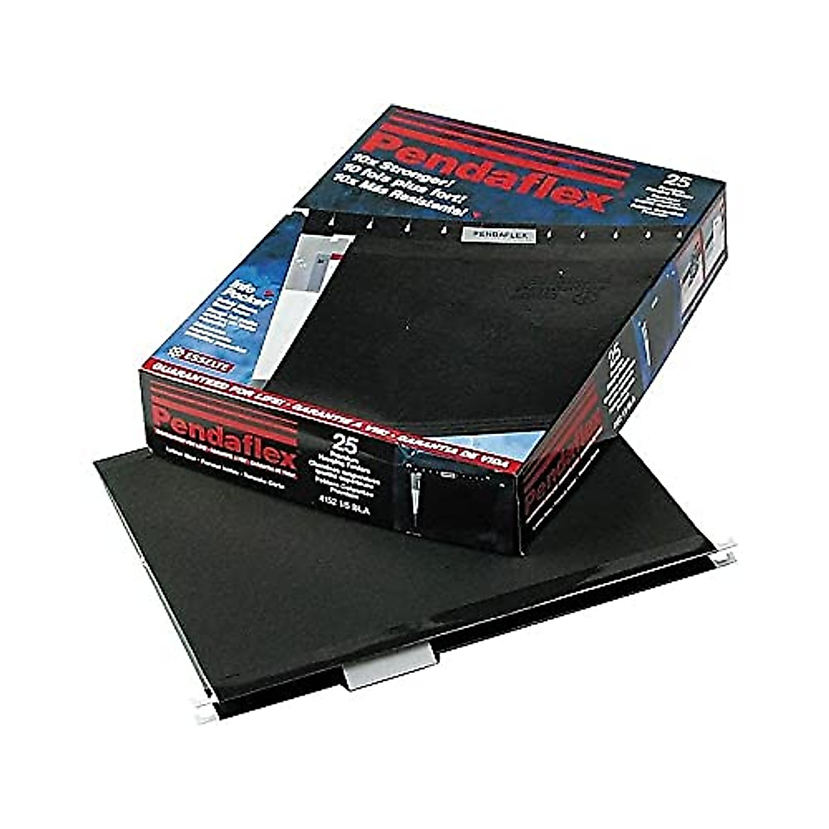 Pendaflex 04152 1/5 BLA Reinforced Hanging File Folders, Letter Size, Black, 1/5 Cut, 25/BX (4152 1/5 BLA)