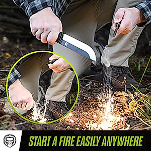 Survival Camping Knife | Fixed Blade Hunting Knife W Sheath | Gift Set For Him Knife with Fire Starter, G10 Scraper & Paracord | Bushcraft Outdoor Knife |Full Tang Tactical Survival Knife Kit (Black and Green G10 Liner)