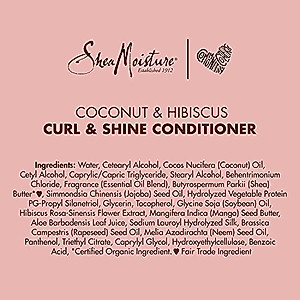 SheaMoisture Coconut and Hibiscus Curl & Shine Conditioner with Silk Protein & Neem Oil 13 oz - Thick, Wavy & Curly Hair - Value Double Pack - Qty of 2