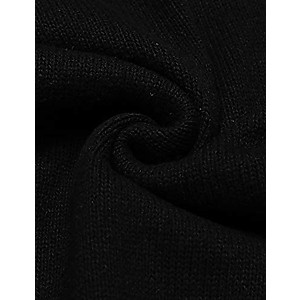 COOFANDY Men's Shawl Collar Sweaters V-Neck Cotton Relaxed Fit Cable Pullover (Black&, Medium)