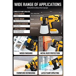 Cordless Paint Sprayer for DeWo1t 20V Max Battery (Battery NOT Included),No Battery HVLP Spray Paint Gun Yellow