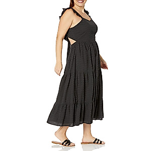 The Drop Women's Tulsi Ruffle Sleeve Eyelet Maxi, Black, M